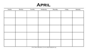 Printable April Calendars – Blank Calendar
